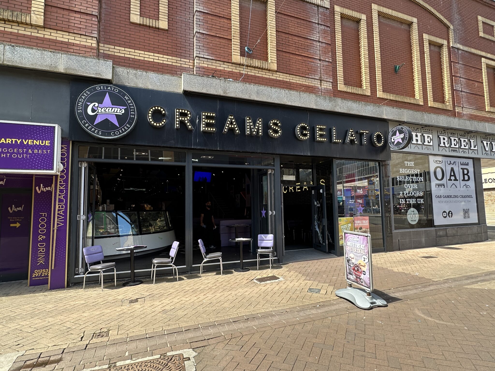Creams Gelato • places to eat with Live Blackpool